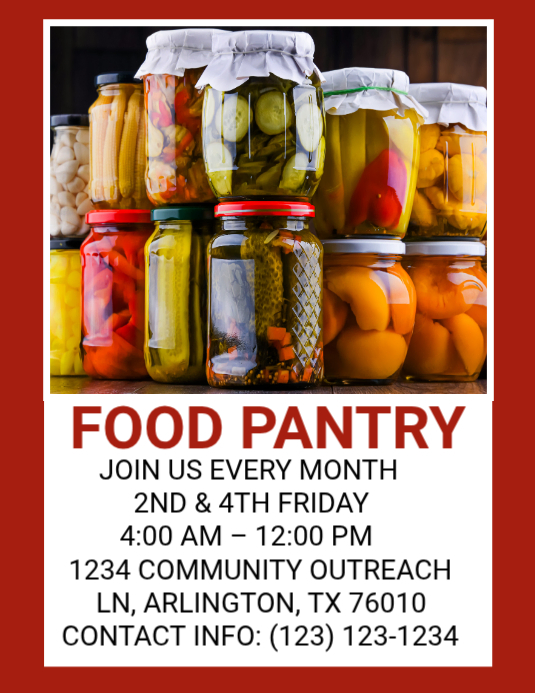 White Maximalist Food Pantry Flyer (us Letter) Template | PosterMyWall