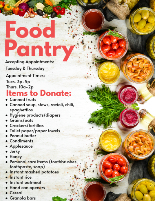 White Maximalist Food Pantry Flyer (us Letter) Template | PosterMyWall