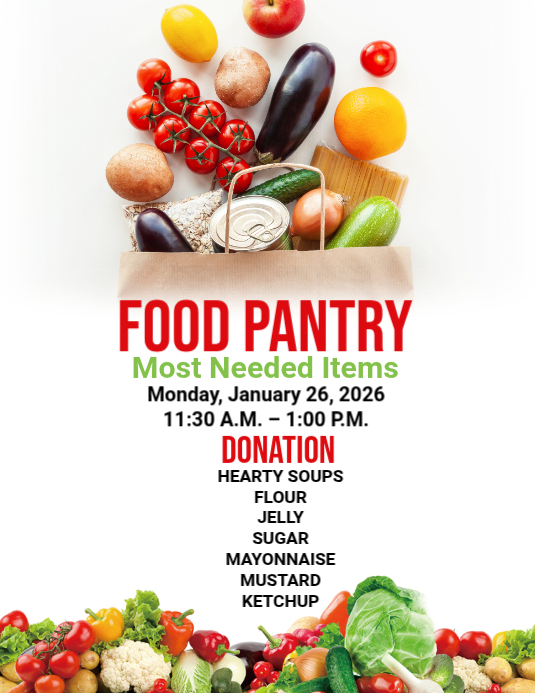 Plantilla de White Maximalist Food Pantry Flyer (us Letter) | PosterMyWall