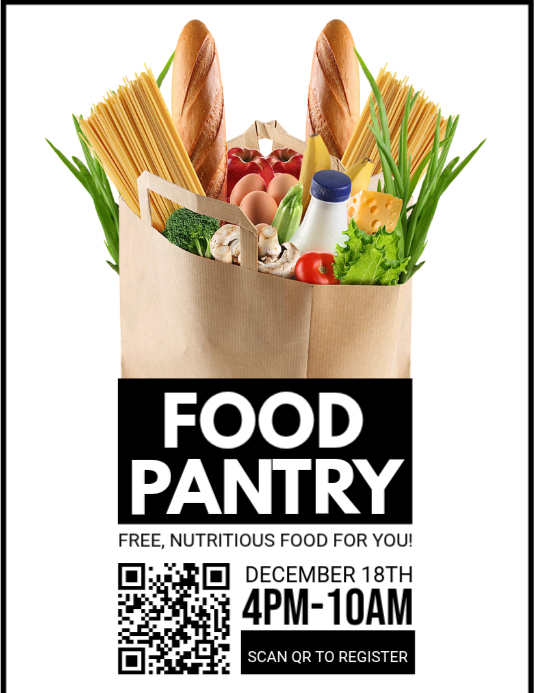 White Maximalist Food Pantry Flyer (us Letter) Template | PosterMyWall