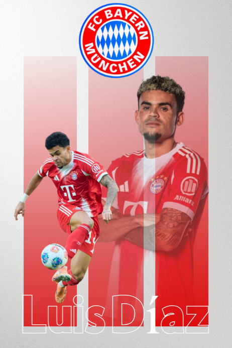 White Maximalist Football Club Bayern Munchen Luis Dias Poster Template ...