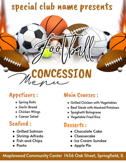 Copy of White Maximalist Football Concession Menu Flyer (us Letter ...