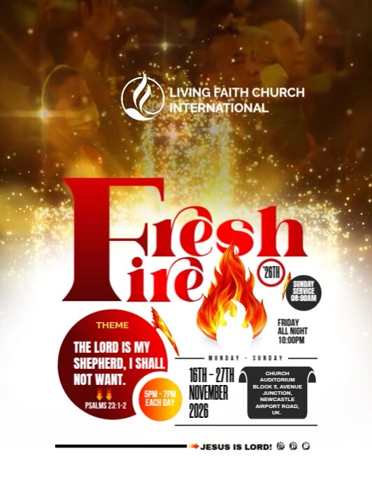 White Maximalist Fresh Fire Revival – Church Service Video Flyer/poster ...