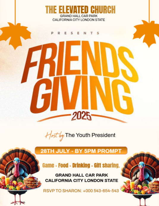White Maximalist Friends Giving Template De Flyer (us Letter ...