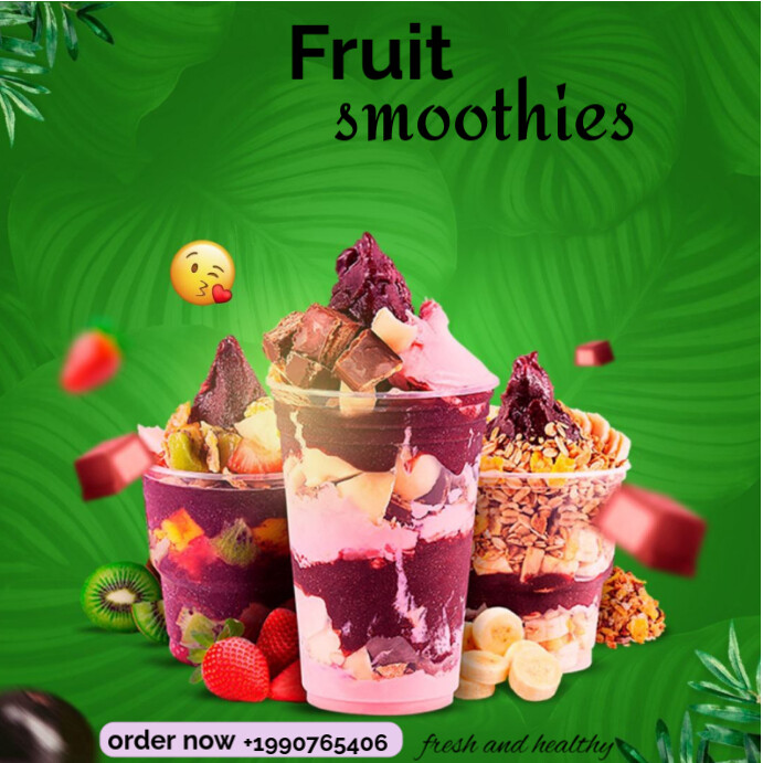 White Maximalist Fruit Smoothies Instagram Post Template | PosterMyWall