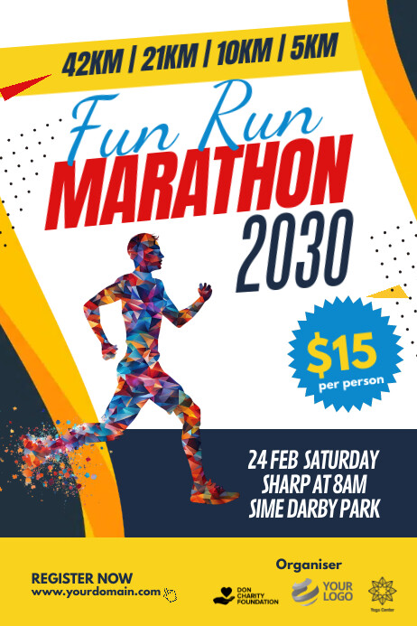 Copy of White Maximalist Fun Run Marathon Poster Flye | PosterMyWall