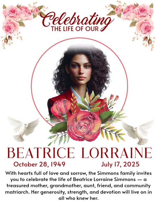 White Maximalist Funeral Flyer (us Letter) Template | PosterMyWall