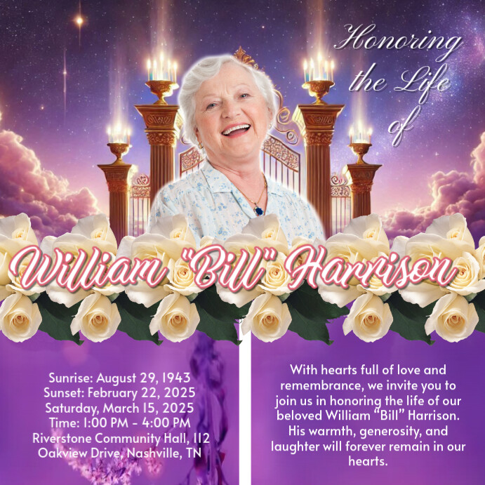 White Maximalist Funeral Flyer Death Anniversary Announcement Funeral ...