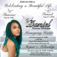 White Maximalist Funeral Memorial Rest In Heaven Flyer Instagram Post ...