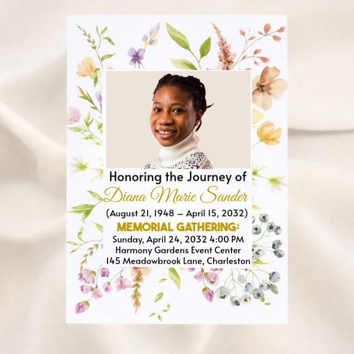 White Maximalist Funeral Memorial Rest In Heaven Flyer Instagram Post ...