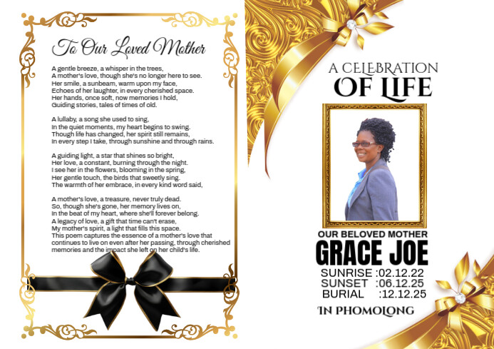 Copy of White Maximalist Funeral Program A3 | PosterMyWall