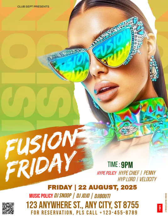 Copy of White Maximalist Fusion Friday Flyer (us Letter) | PosterMyWall