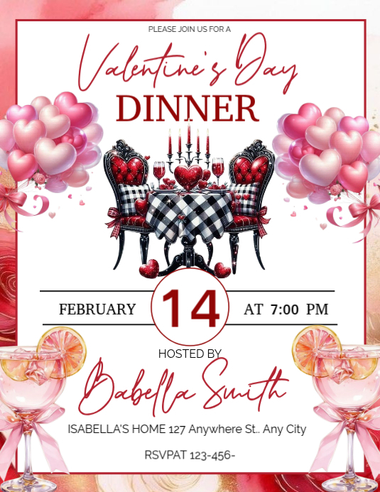 Copy of White Maximalist Galentines Day Dinner Invitation Flyer (us ...