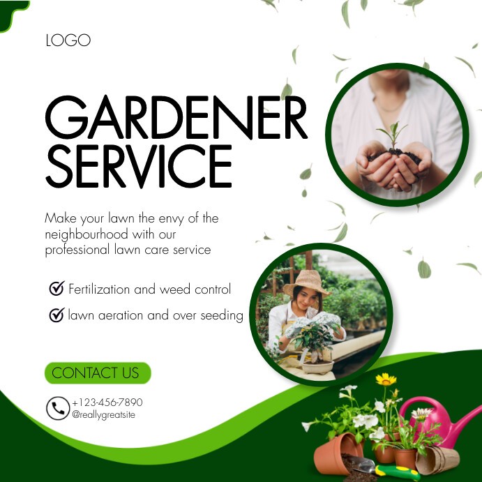 White Maximalist Gardener Services Flyers Ins Template | PosterMyWall