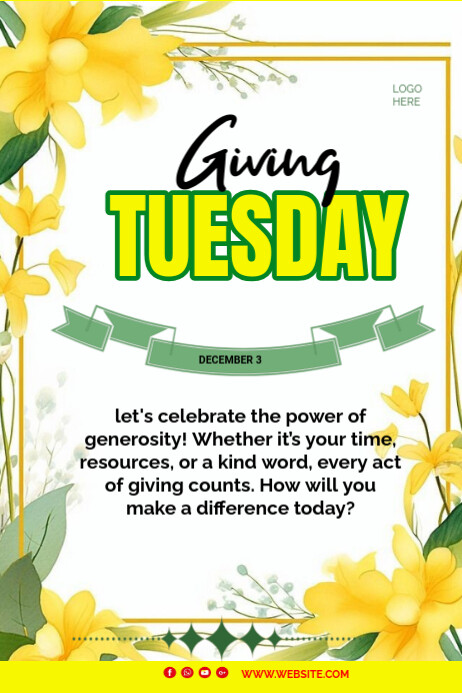 White Maximalist Giving Tuesday Poster Template | PosterMyWall