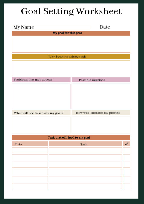 Plantilla de White Maximalist Goal Setting Worksheets Design Flyer ...