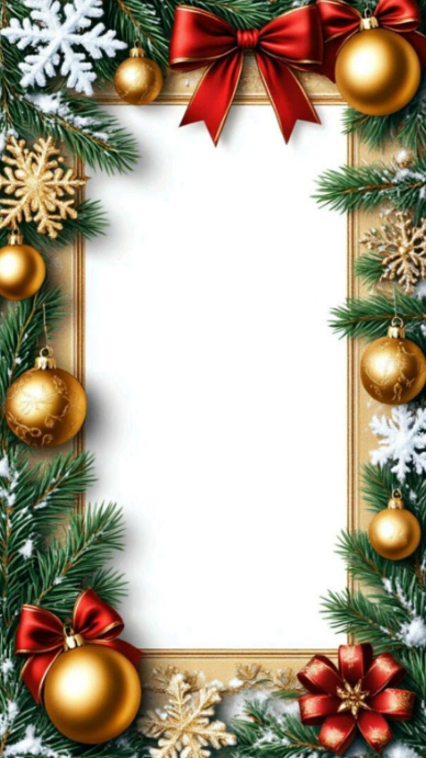White Maximalist Golden Christmas Frame Instagram Story Template ...