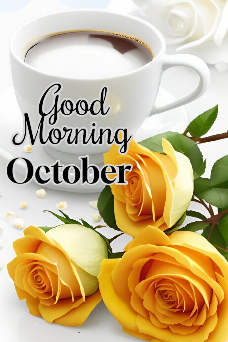 White Maximalist Good Morning October Banner 4' × 6' Template ...