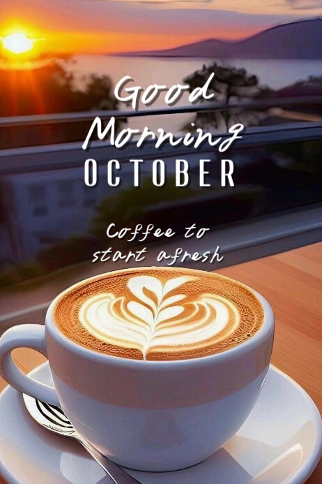 White Maximalist Good Morning October Banner 4' × 6' Template ...