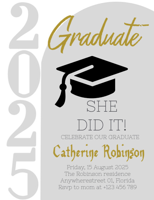 White Maximalist Graduate 2025 Flyer (us Letter) Template | PosterMyWall