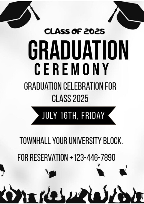 White Maximalist Graduation Celebration A4 Template | PosterMyWall