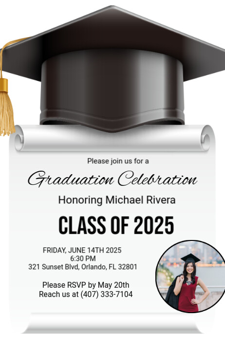 White Maximalist Graduation Celebration Poster Poster Template ...