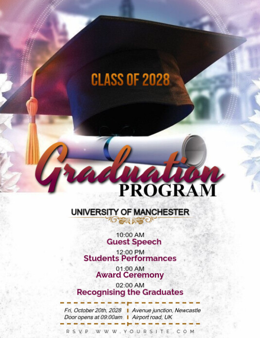 White Maximalist Graduation Ceremony Instagram Post Flyer (us Letter ...