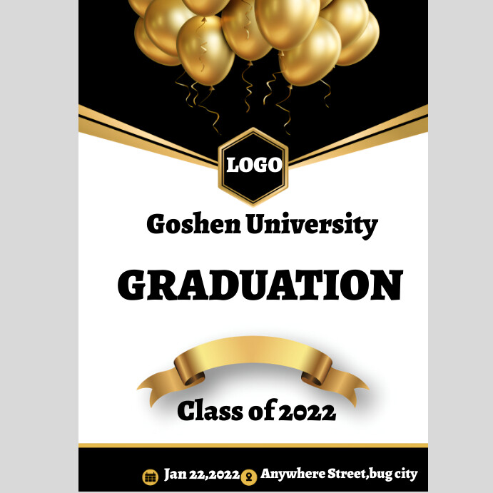 White Maximalist Graduation Commencement Flye Template | PosterMyWall