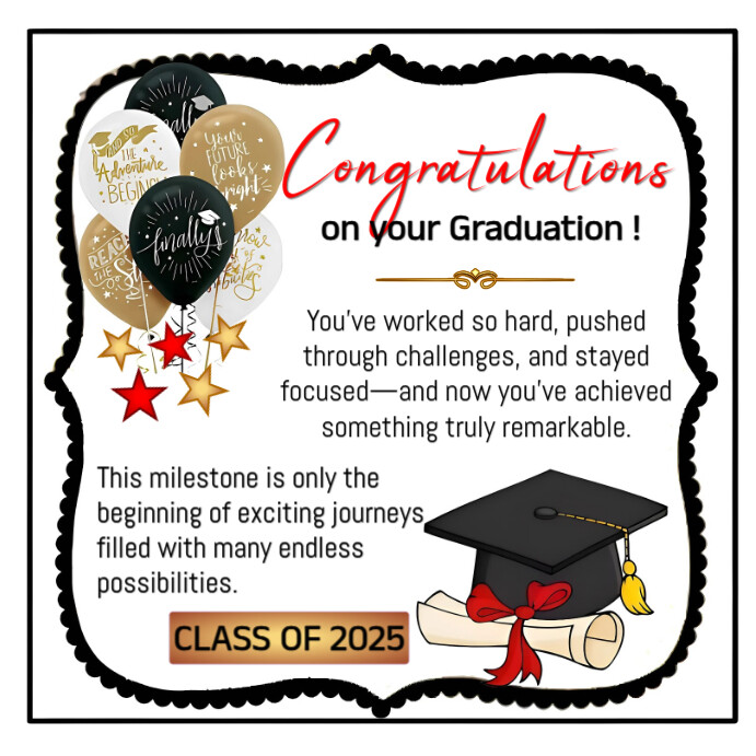 Copy of White Maximalist Graduation Congratulations Message Instagram Post | PosterMyWall