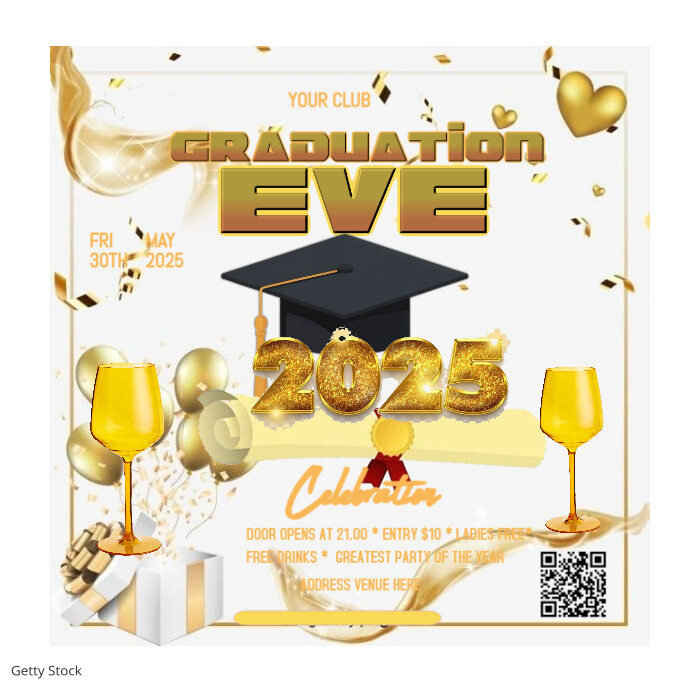 Copy of White Maximalist Graduation Eve Party Instagram Post | PosterMyWall