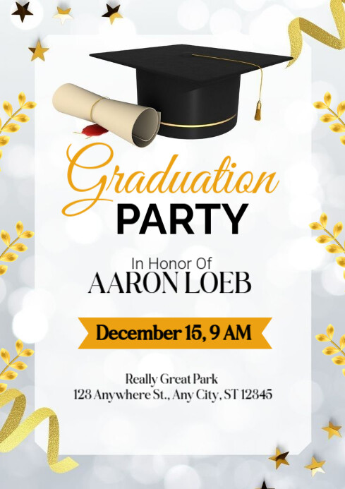 White Maximalist Graduation Party Flyer A4 Template | PosterMyWall