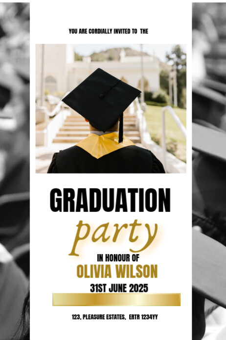 White Maximalist Graduation Party Invitation Announcement Poster ...