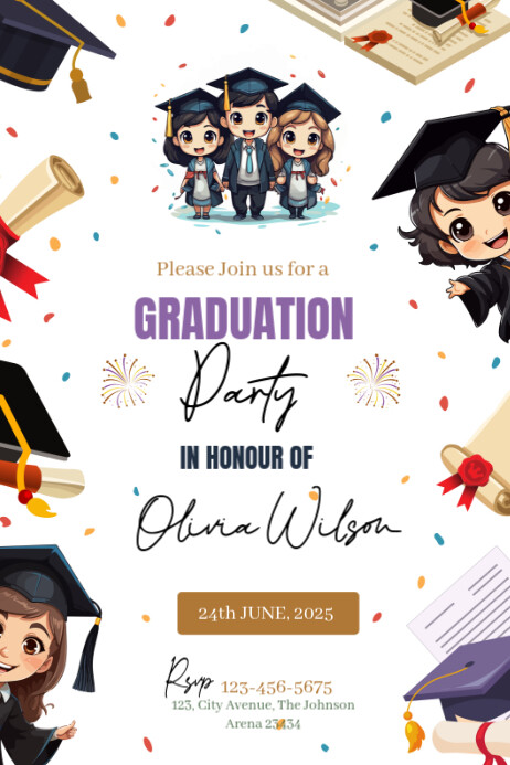 White Maximalist Graduation Party Invitation Templates 2025 Poster ...