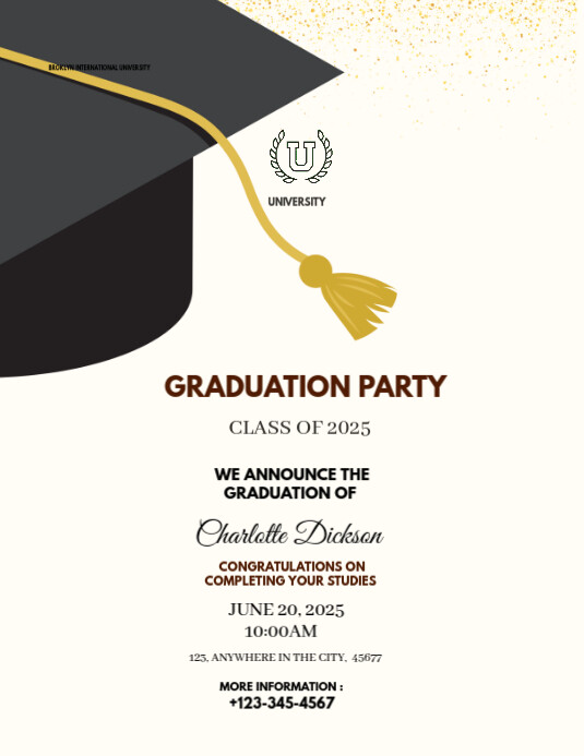 White Maximalist Graduation Party Invitation Flyer (us Letter) Template ...