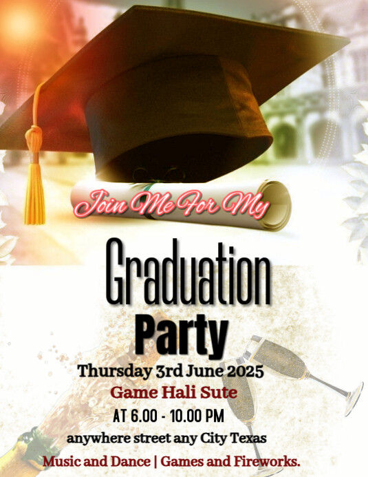 White Maximalist Graduation Party Invitation Flyer For Social Media And ...