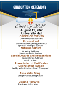 White Maximalist Graduation Program Poster Template | PosterMyWall