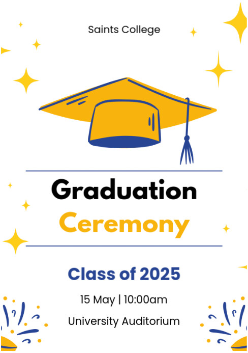 White Maximalist Graduation Program Template A5 | PosterMyWall