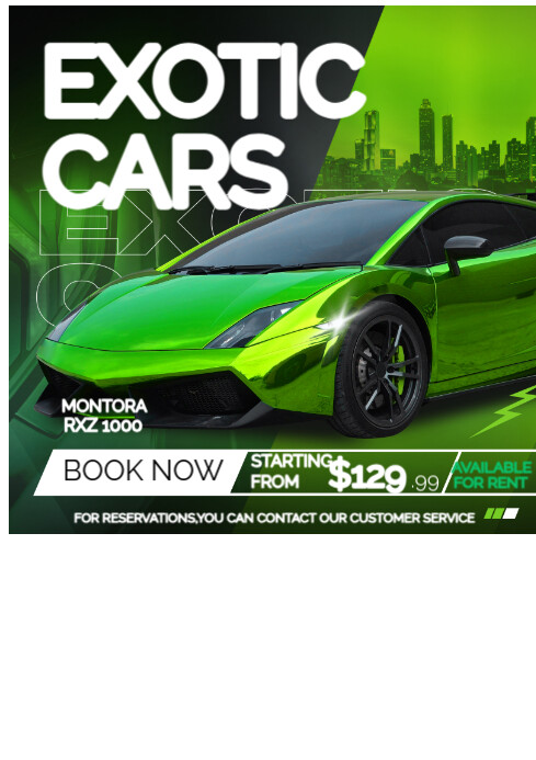 White Maximalist Green Modern Exotic Rental Cars Promotion Marketing A4 ...