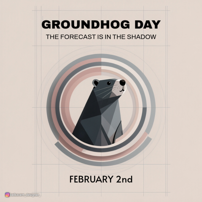 White Maximalist Groundhog Day American Tradition Poster Instagram Post ...