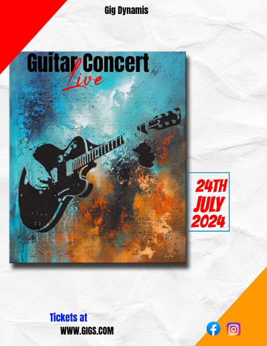White Maximalist Guitar Concert Flyer (us Le Template | PosterMyWall