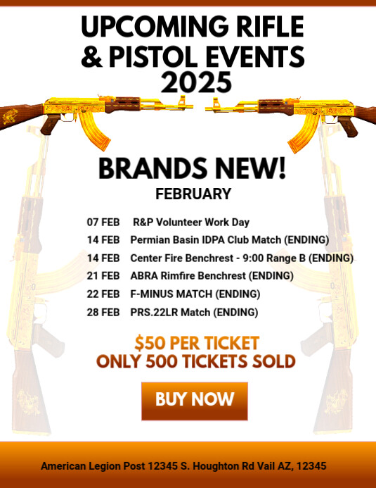 White Maximalist Gun Raffle Event Flyer (us Letter) Template | PosterMyWall