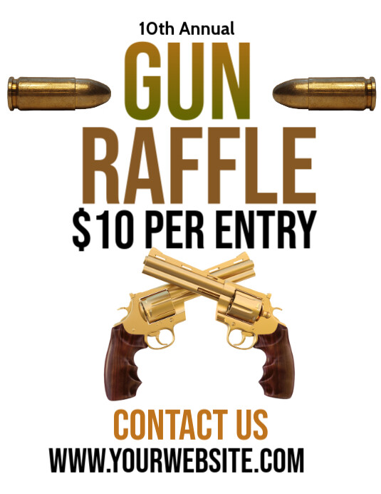 White Maximalist Gun Raffle Flyer (us Letter) Template | PosterMyWall