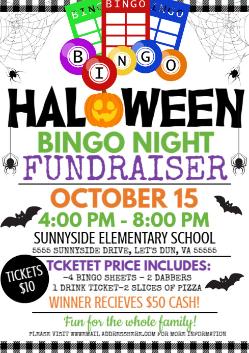 White Maximalist Halloween Bingo Night Fundraiser A4 Template ...
