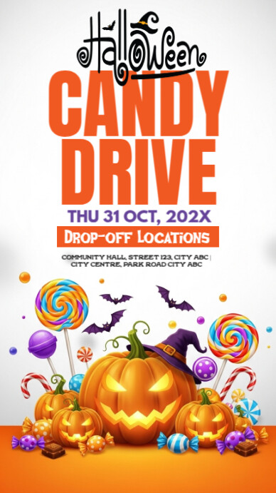 Copy of White Maximalist Halloween Candy Drive Instagram Story ...