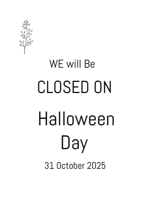 White Maximalist Halloween Closed A4 Template | PosterMyWall