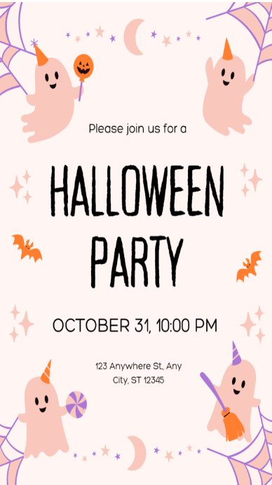 White Maximalist Halloween Party Instagram Story Template | PosterMyWall