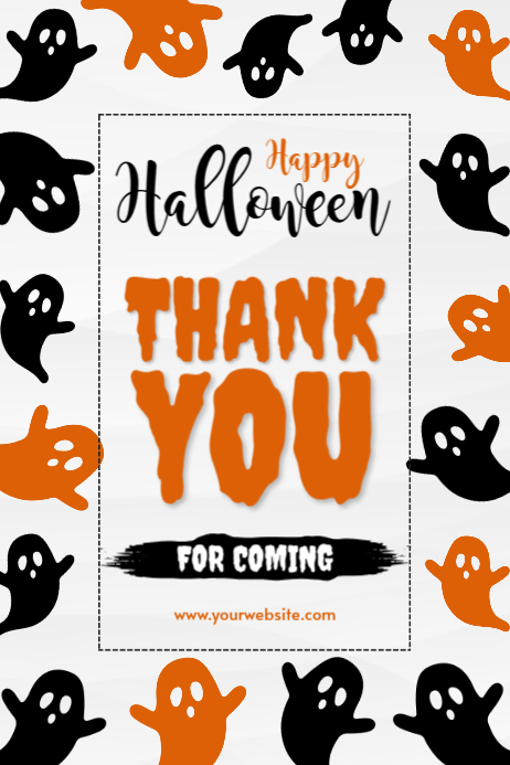 White Maximalist Halloween Thank You Card Poster Template | PosterMyWall