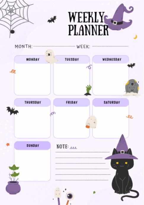 Copy of White Maximalist Halloween Weekly Planner A2 | PosterMyWall