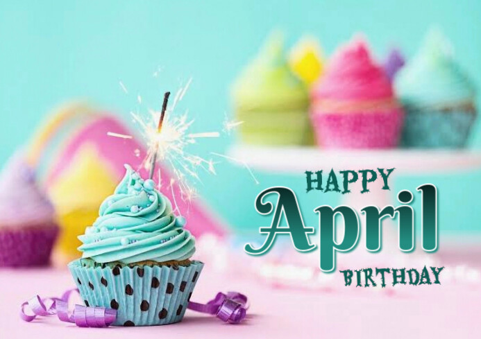 White Maximalist Happy April Birthdays A4 Template | PosterMyWall