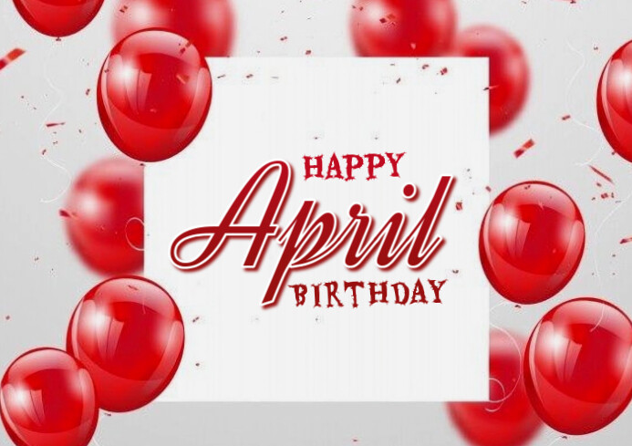 White Maximalist Happy April Birthdays A4 Template | PosterMyWall